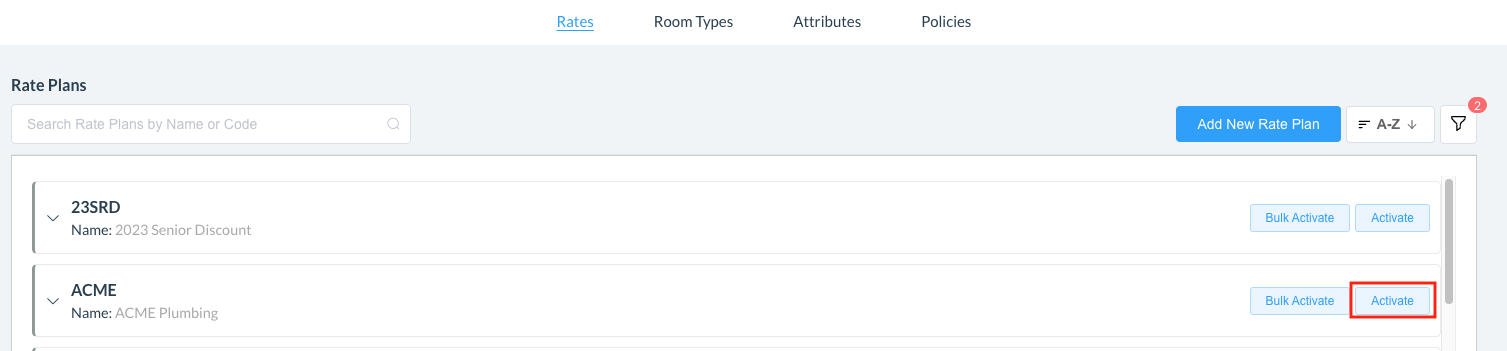 Rate Plans - Add, Activate, Edit